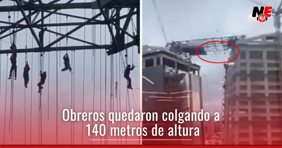 Obreros quedaron colgando de andamio a 140 metros de altura en Brasil