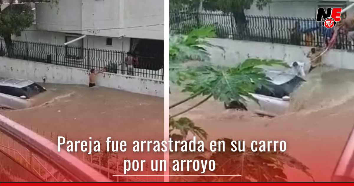 Jóvenes rescatan a una pareja arrastrada en su carro por un arroyo en ...